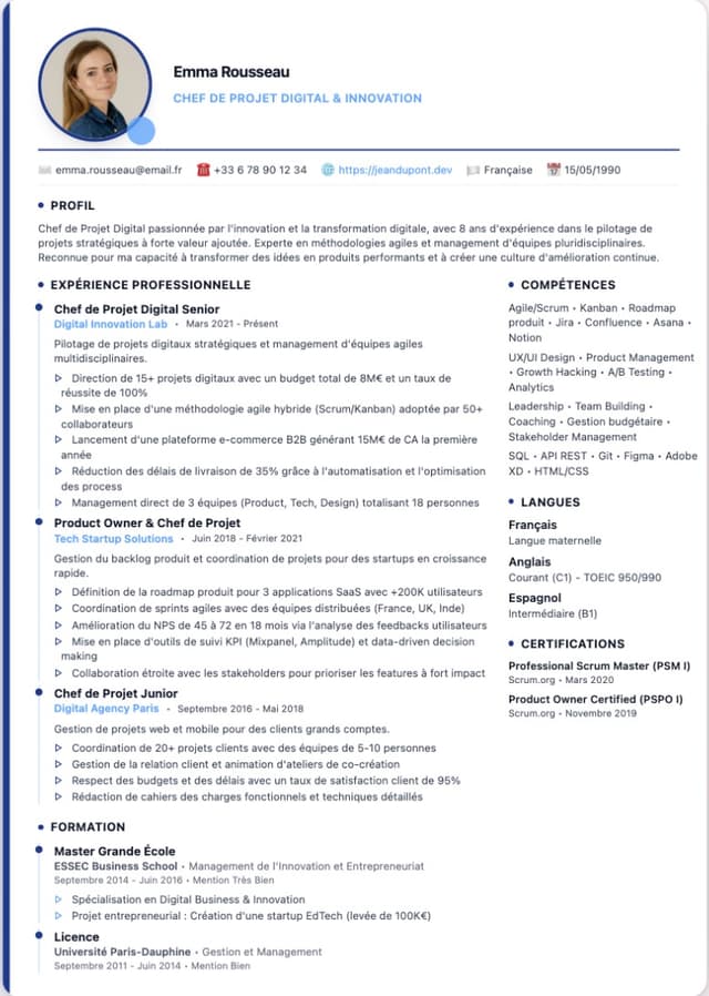 CV Directeur des Ressources Humaines : Guide Expert 2025 | CVtoWork