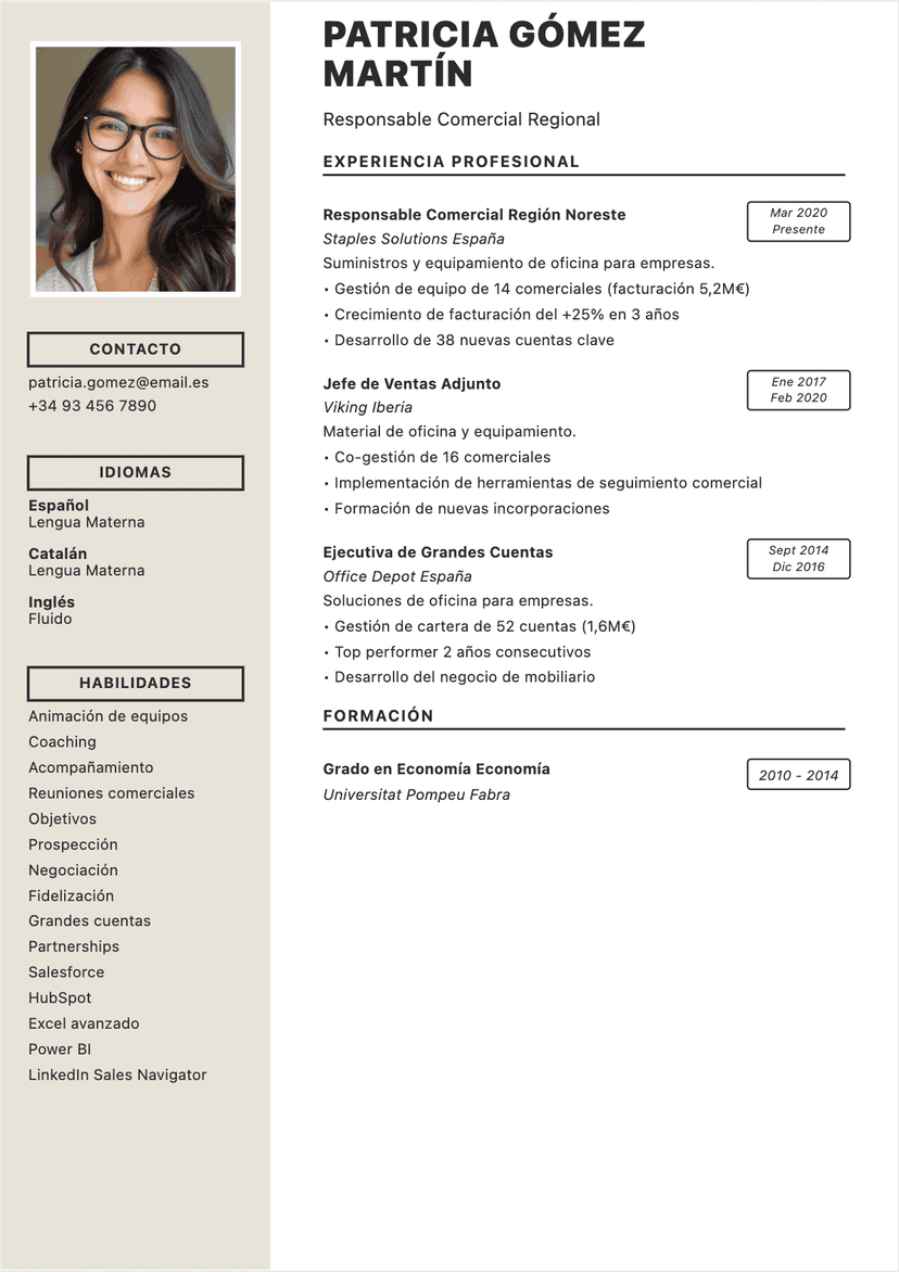 CV Jefe de ventas 2026: guía, ejemplos y plantillas