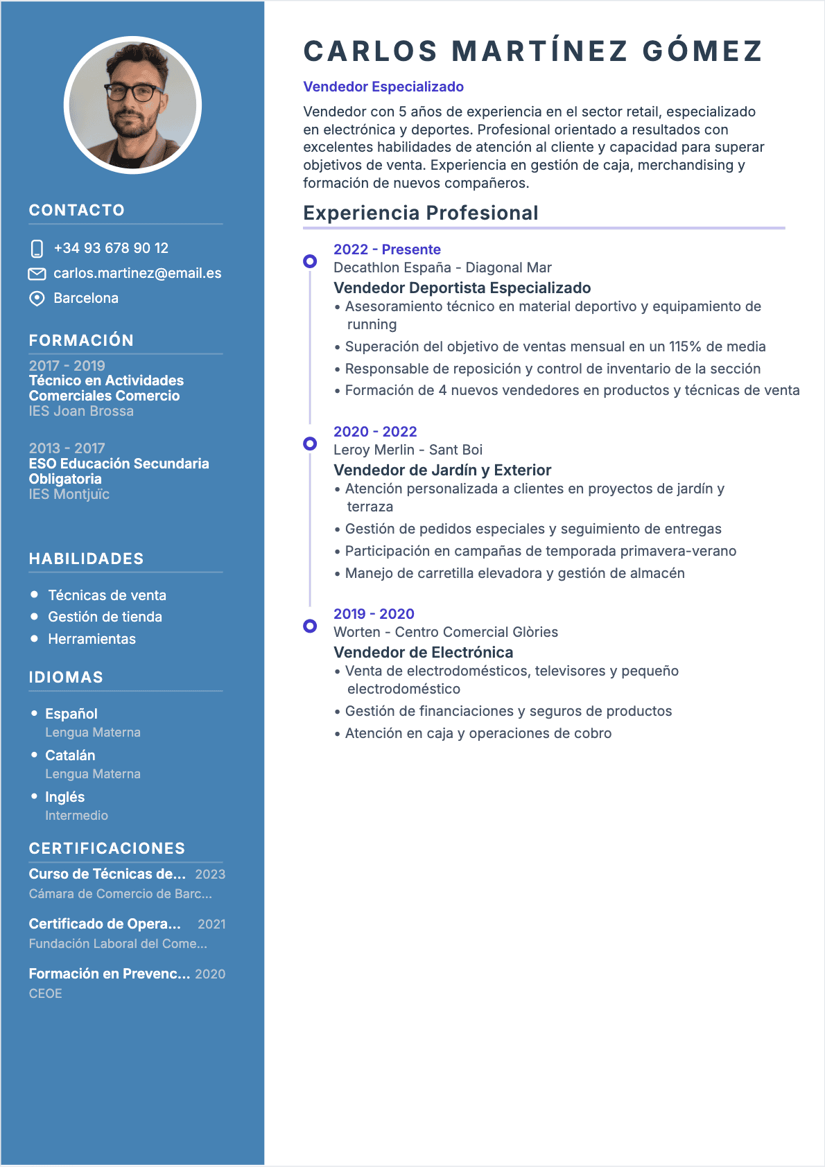 Currículum de vendedor: guía y ejemplo CV 2026